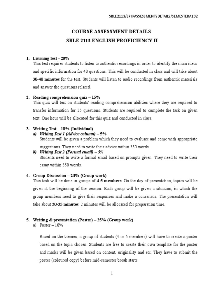 A192 Course Assessment Details | PDF | Reading Comprehension | Educational Psychology