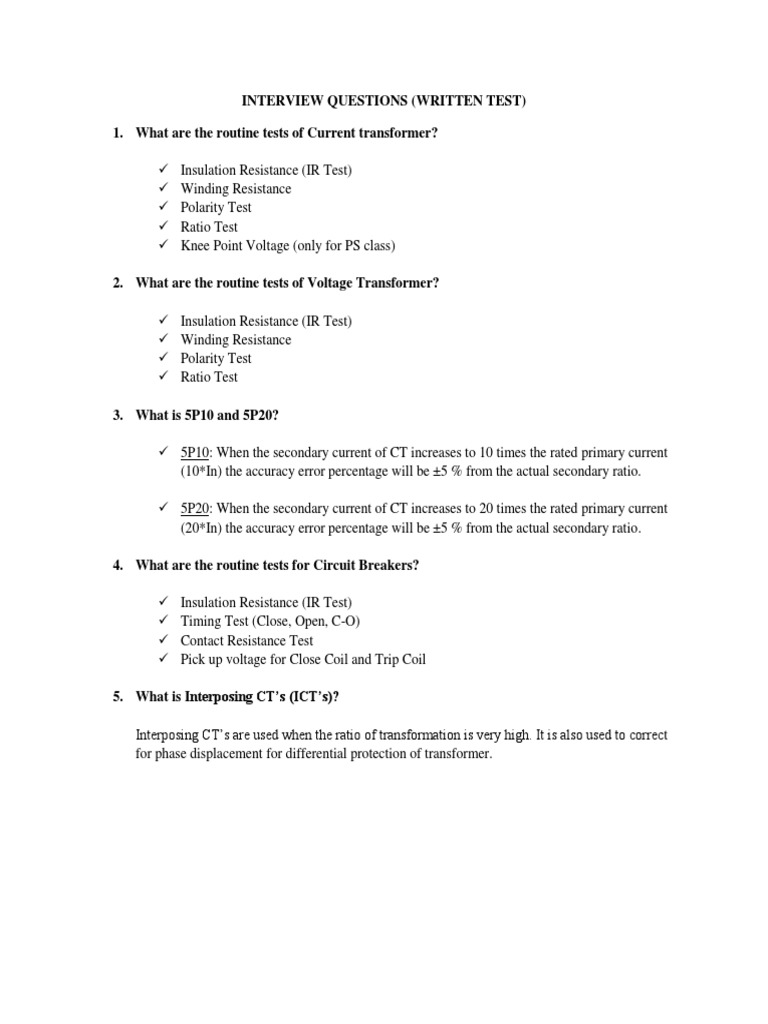 Interview Questions-1 | PDF | Transformer | Electrical Components
