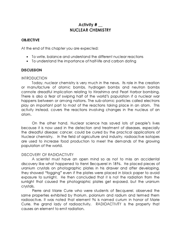 Nuclear Chemistry | PDF | Radioactive Decay | Atomic Nucleus