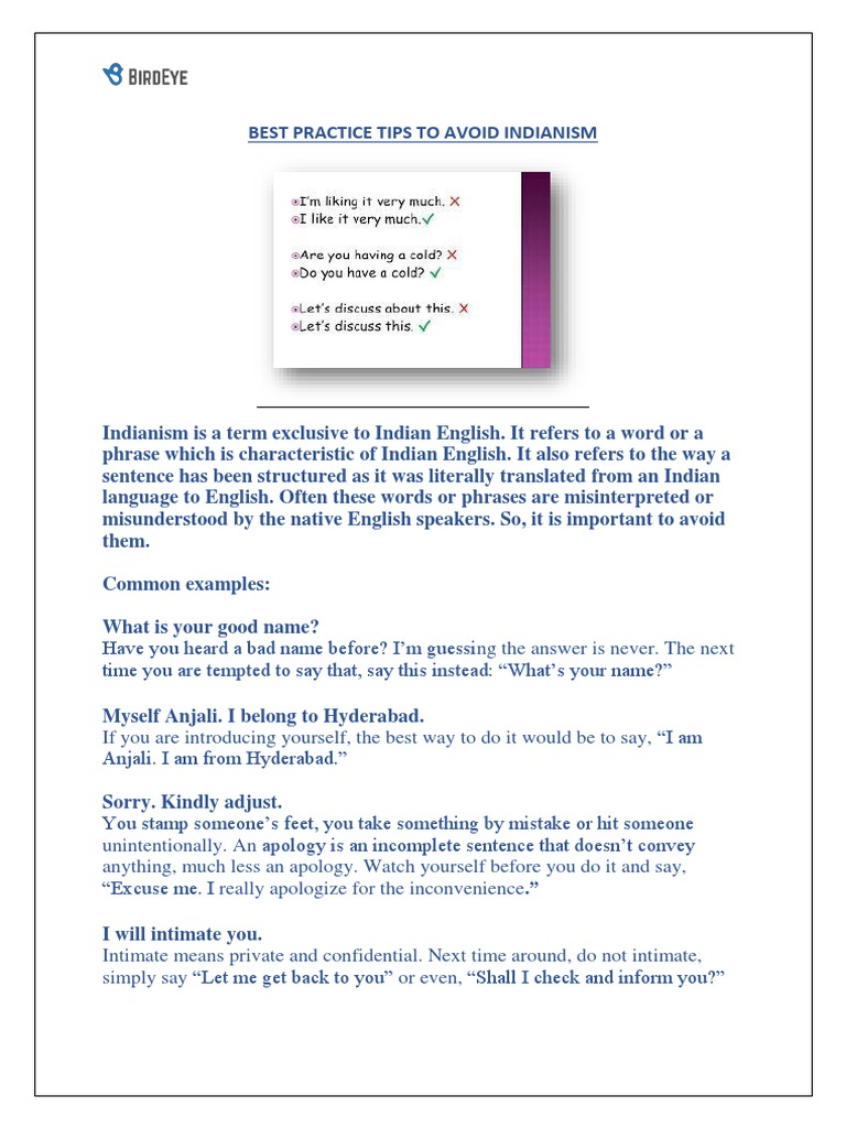 Avoiding Indianisms in English | PDF | English Language | Cognitive Science