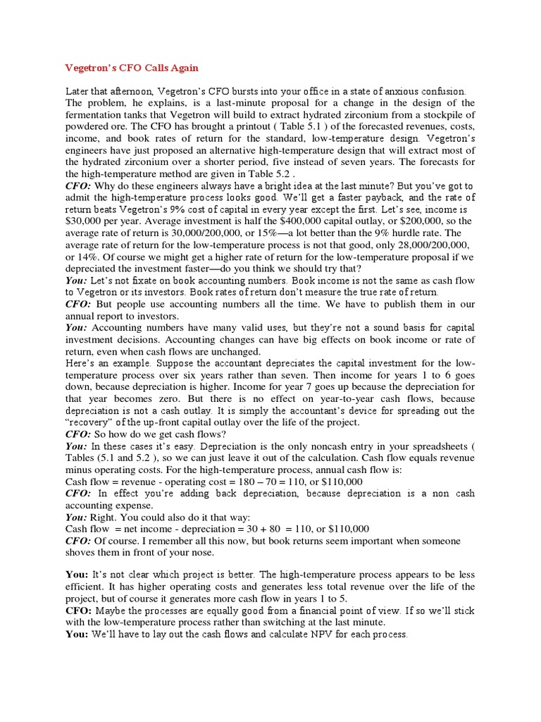 Vegetron Case Study | PDF | Depreciation | Net Present Value