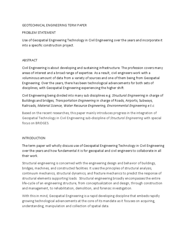Geotechnical Engineering Term Paper | PDF | Engineering | Bridge