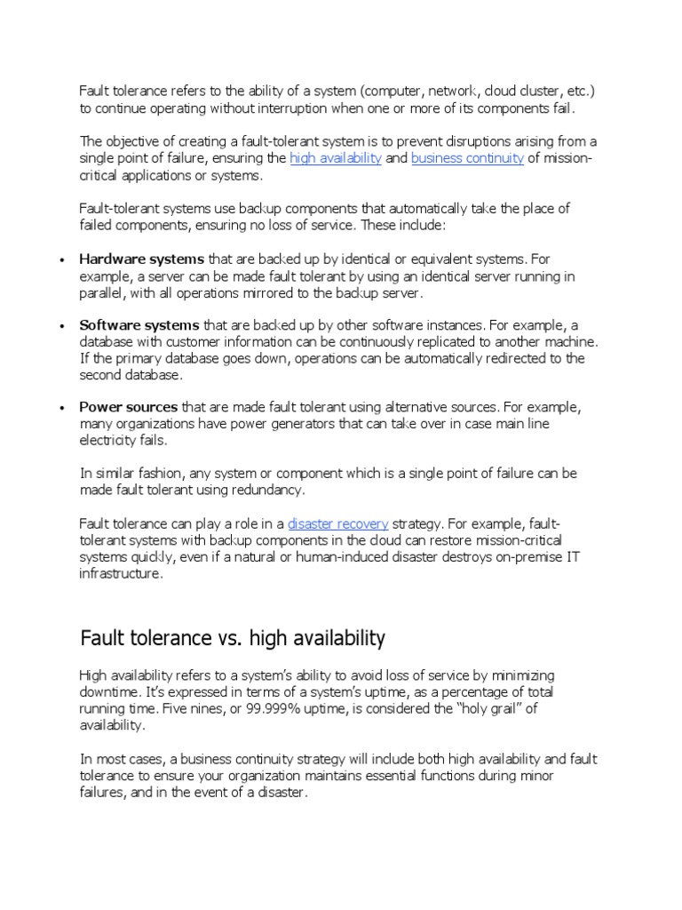 Fault Tolerance Refers To The Ability of A System | Download Free PDF ... Fault Tolerance Refers To The Ability of A System | Download Free PDF ...