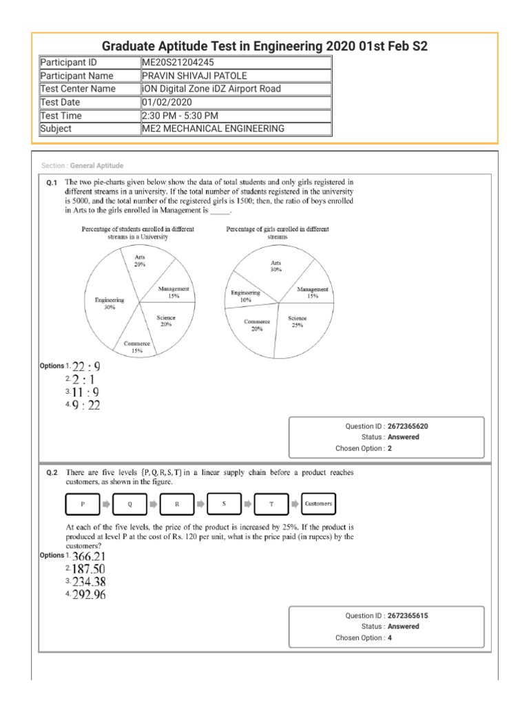 Response Sheet PDF | PDF | Tests | Engineering