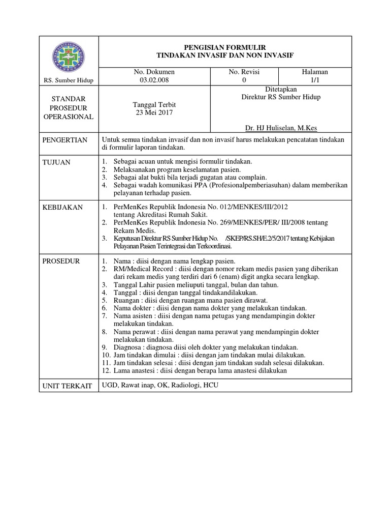 SPO Tindakan-Invasif-Dan-Non-Invasif | PDF