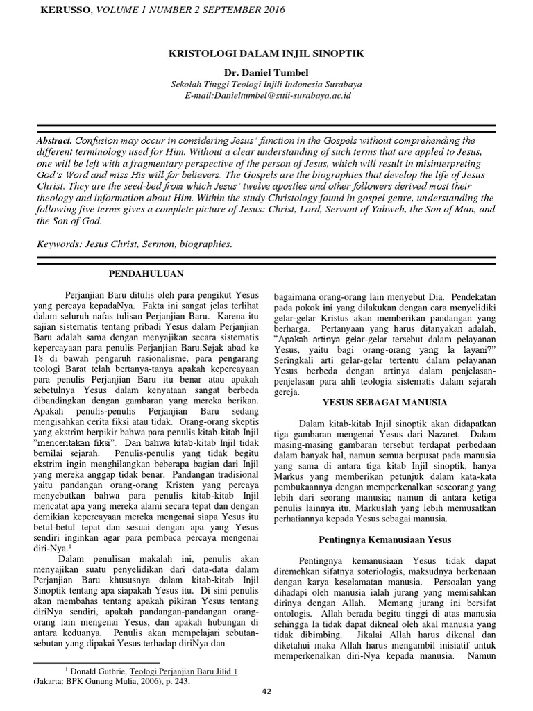 Kristologi Dalam Injil Sinoptik | PDF