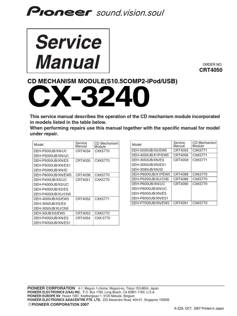 Pioneer Cx-3240 Crt4050 | PDF | Amplifier | Equalization (Audio)