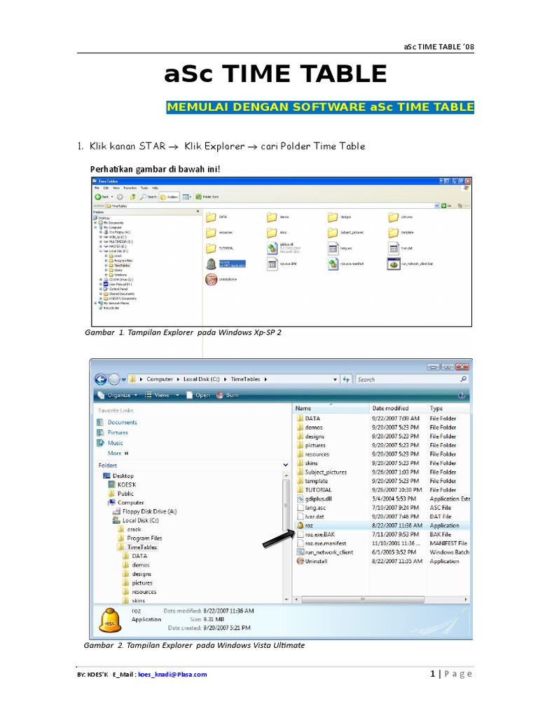 PETUNJUK Asc TIME TABLE | PDF