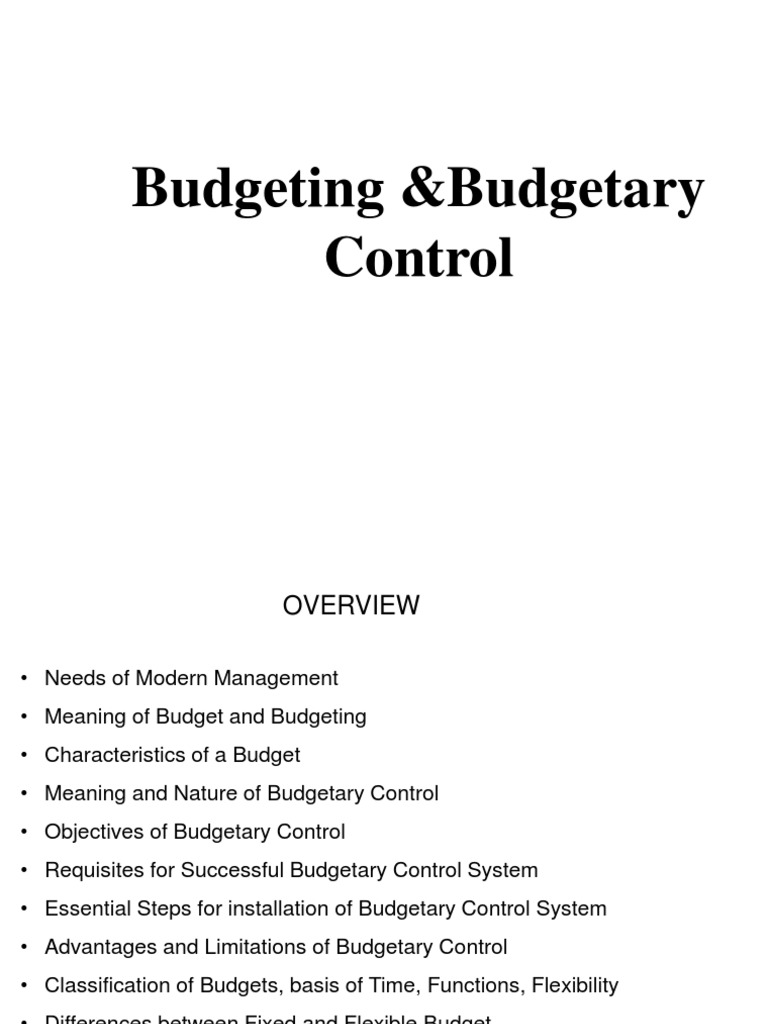 Budgeting & Control: An Overview | PDF | Budget | Time