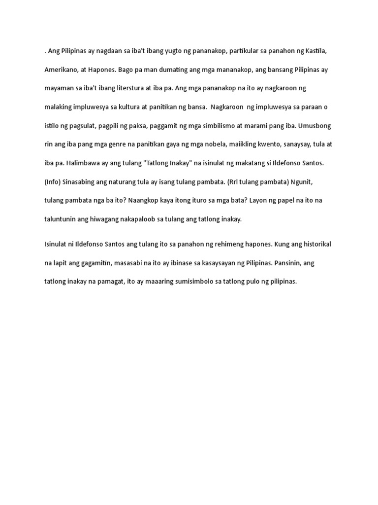Ang Tatlong Inakay | PDF