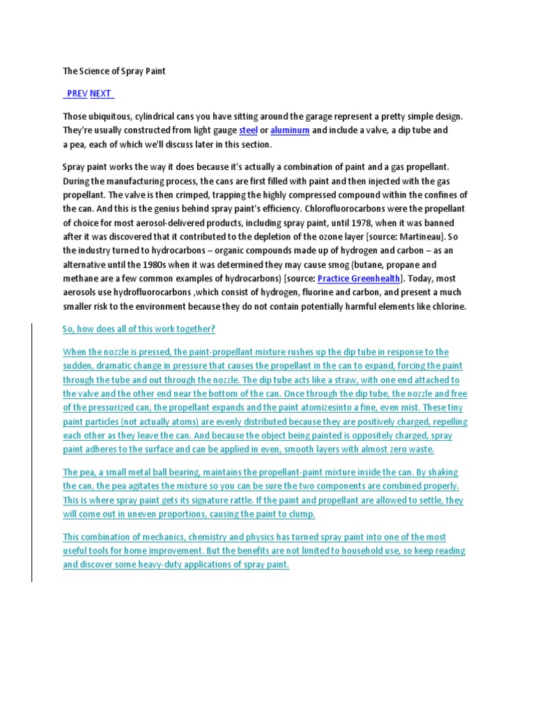 The Science of Spray Paint | PDF | Paint | Hydrocarbons