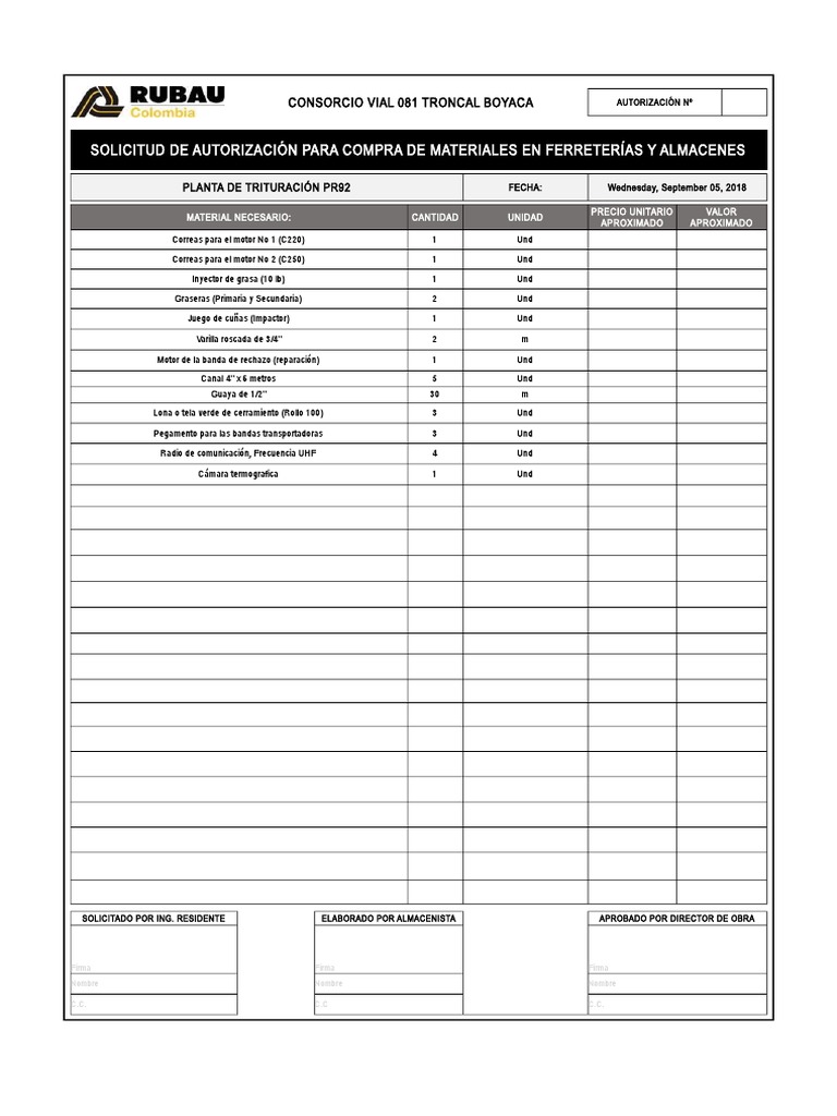 Formato Solicitud de Insumos SST 2 | PDF | Unión | Materiales de ...