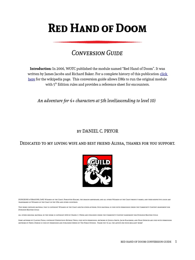 Red Hand of Doom - 5E Conversion Guide | PDF | Wizards Of The Coast ...