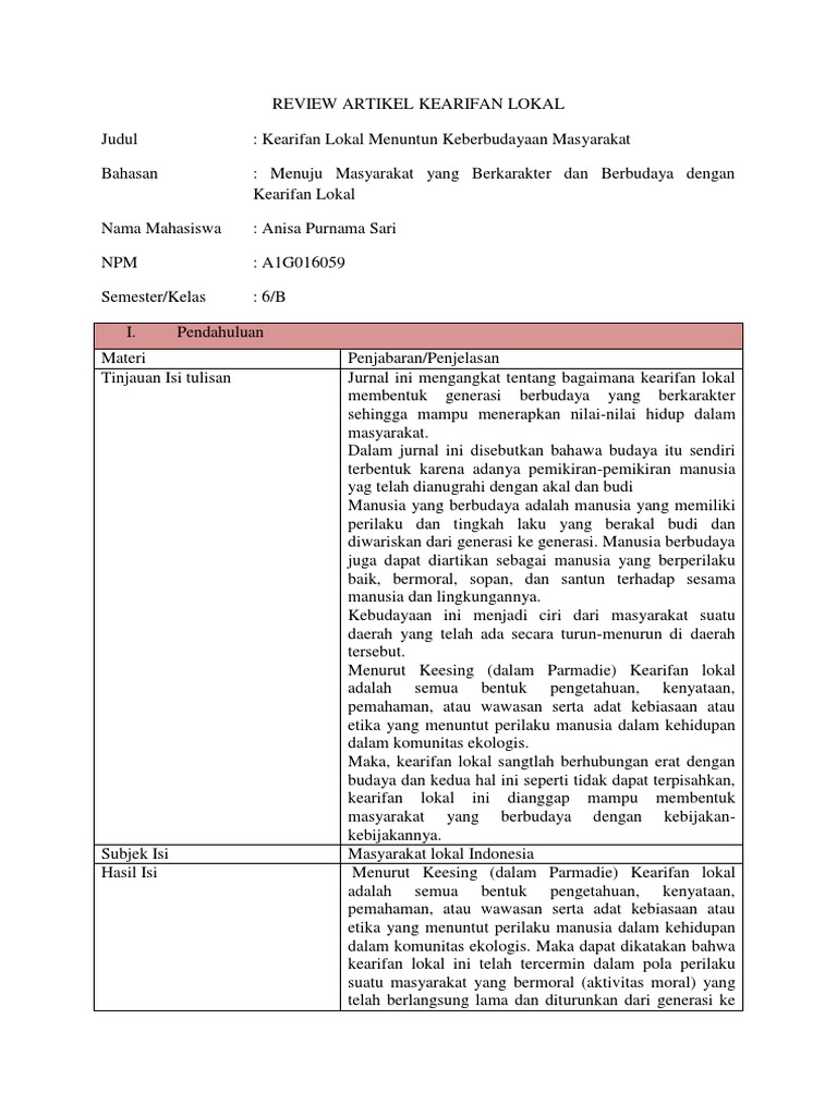Contoh Review Artikel | PDF