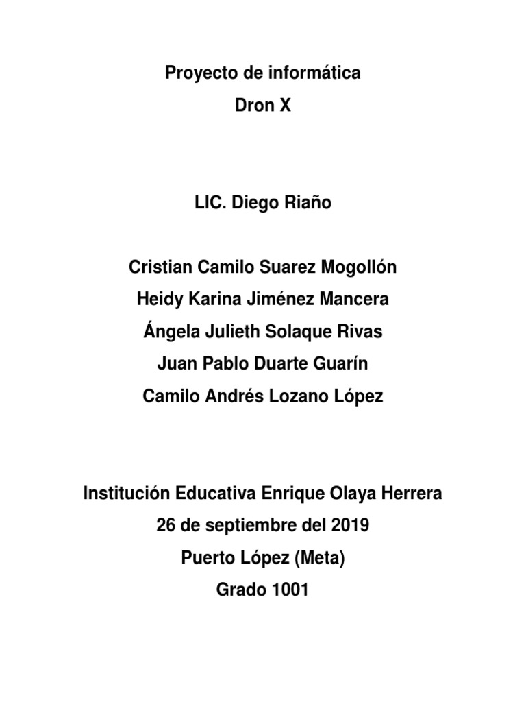 Proyecto Dron X | PDF | Vehículo aéreo no tripulado | Aeronave