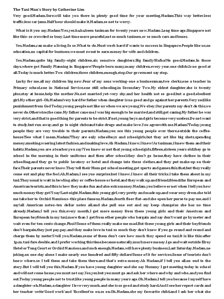 The Taxi Man | PDF | Traditions | Narrative