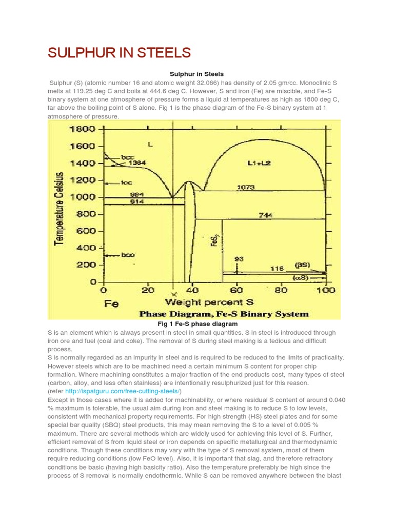 Sulphur in Steels | PDF | Sulfur | Steel
