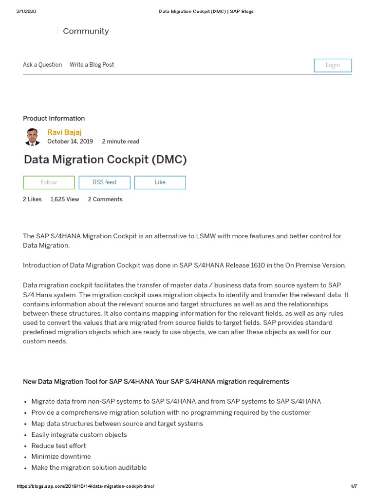 Data Migration Cockpit (DMC) SAP Blogs | PDF | Sap Se | Cloud Computing