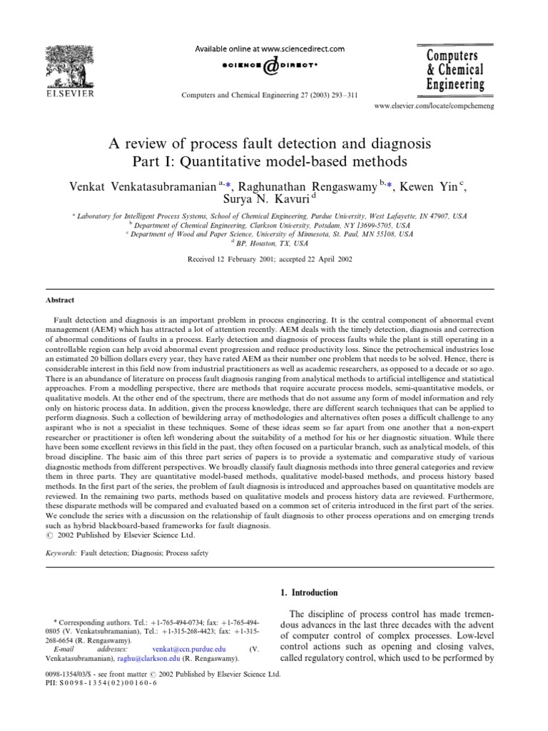 Fault Detection Part 1 Pdf Mathematical Model Quantitative Research
