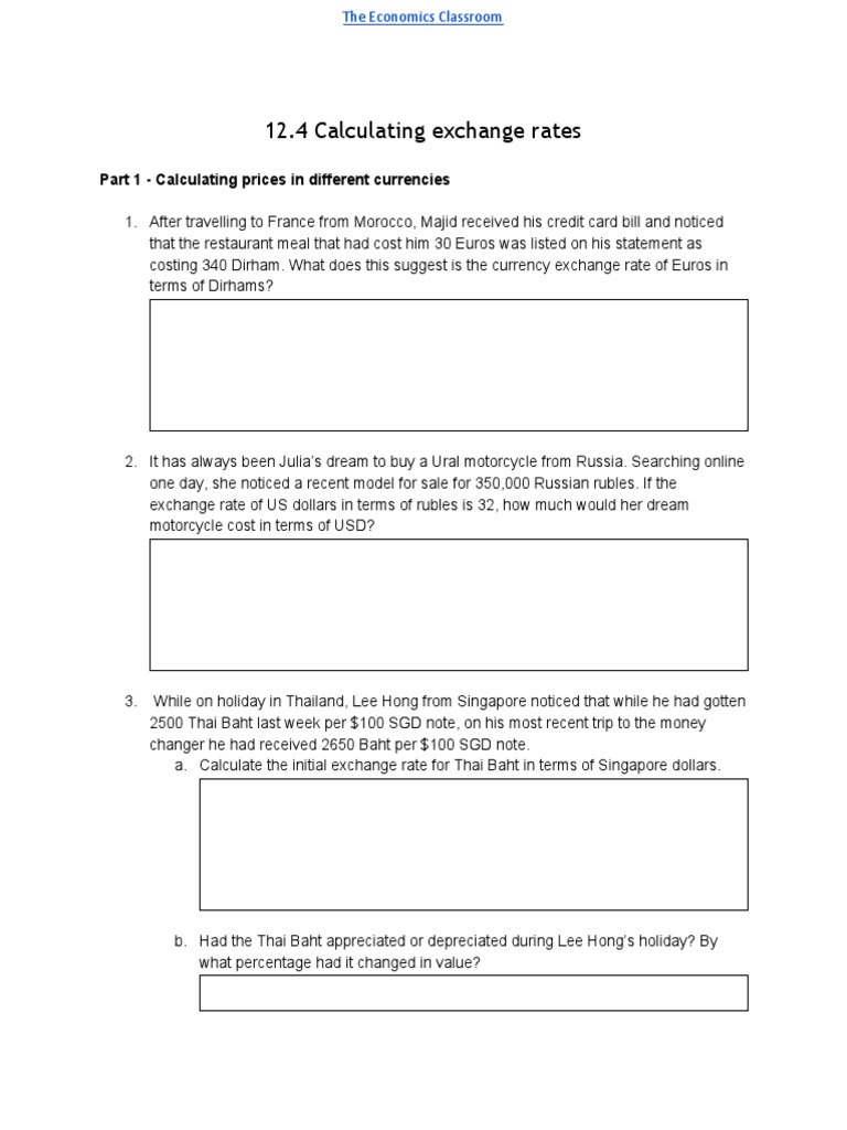 12.4 Calculating Exchange Rates Exercise | PDF | Exchange Rate | United ...