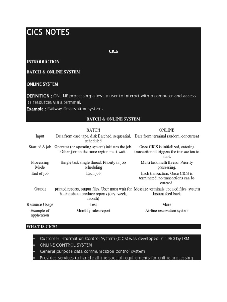 CICS Notes | PDF | Computer Terminal | Computer Program