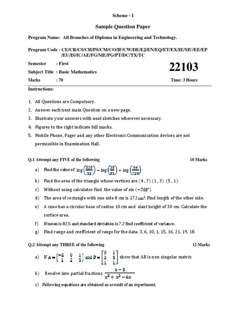 22103-Mathematics Sample Question Paper 22082017 | PDF | Standard ...