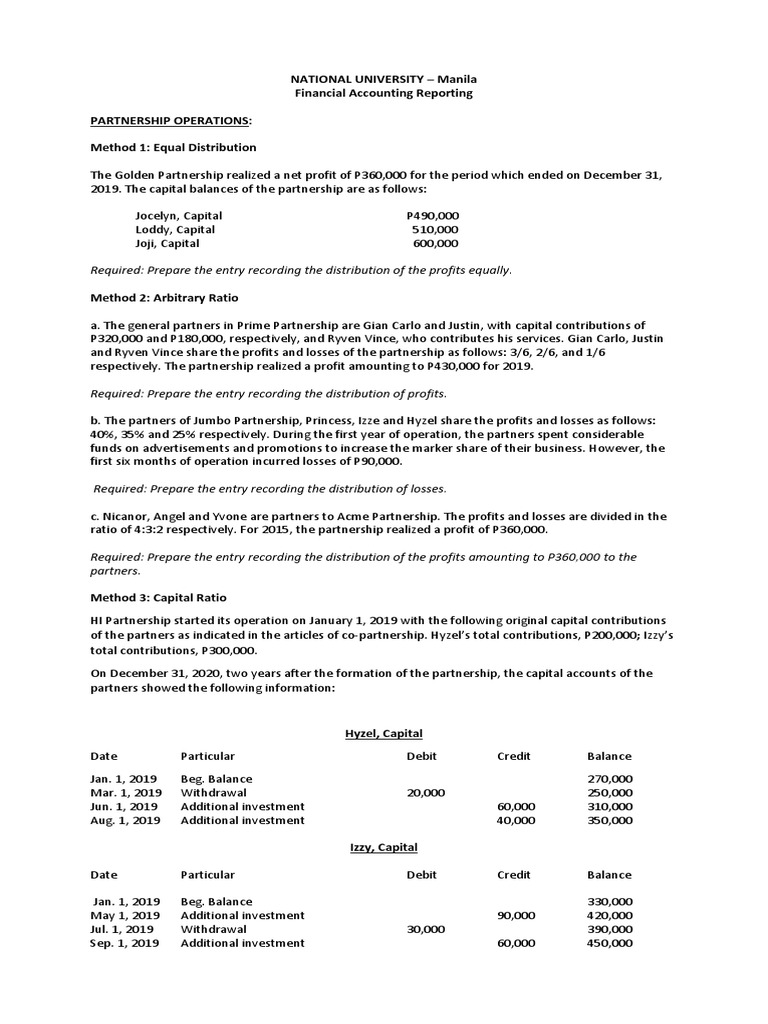 Partnership Profit Distribution Methods | PDF | Partnership | Net Income