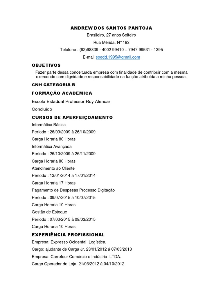 CURRICULO Andrew | PDF