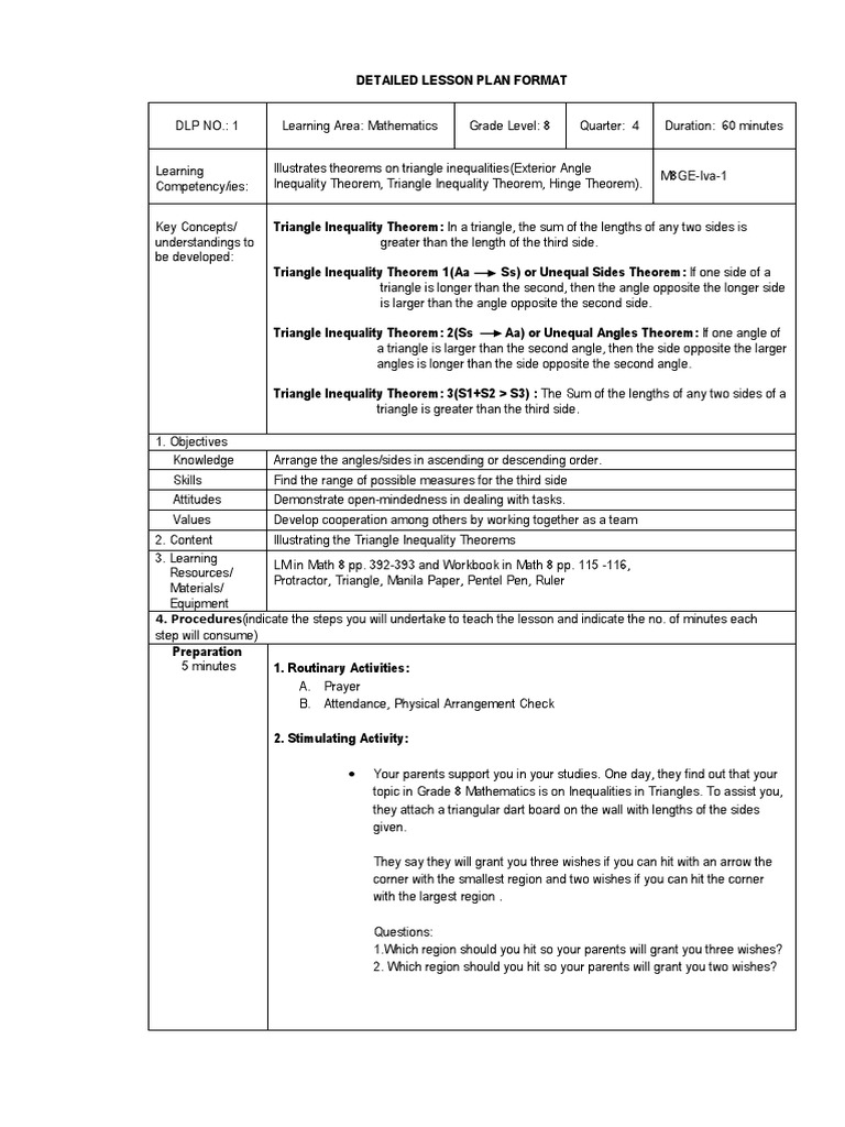 DLP 1 - Math8q4 | PDF | Triangle | Behavior Modification