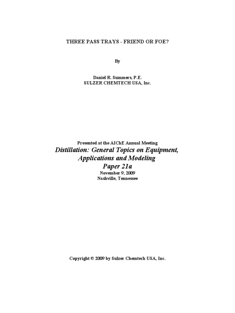 3-Pass Trays Friend or Foe | PDF | Ratio | Pressure