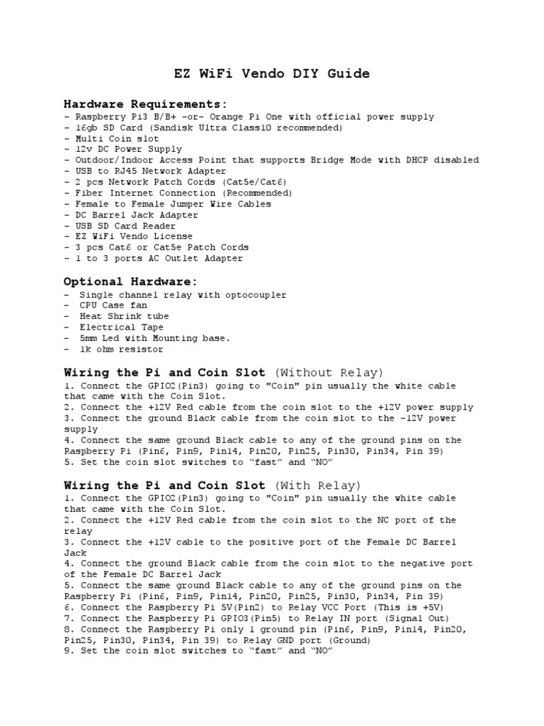EZ Wifi Vendo DIY Guide | PDF | Computer Network | Network Switch