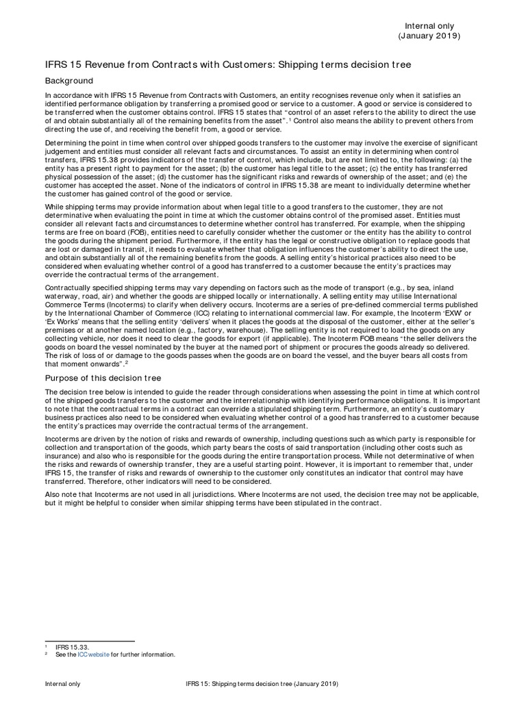 IFRS - IFRS 15 Shipping Terms Decision Tree - January 2019 | PDF ...