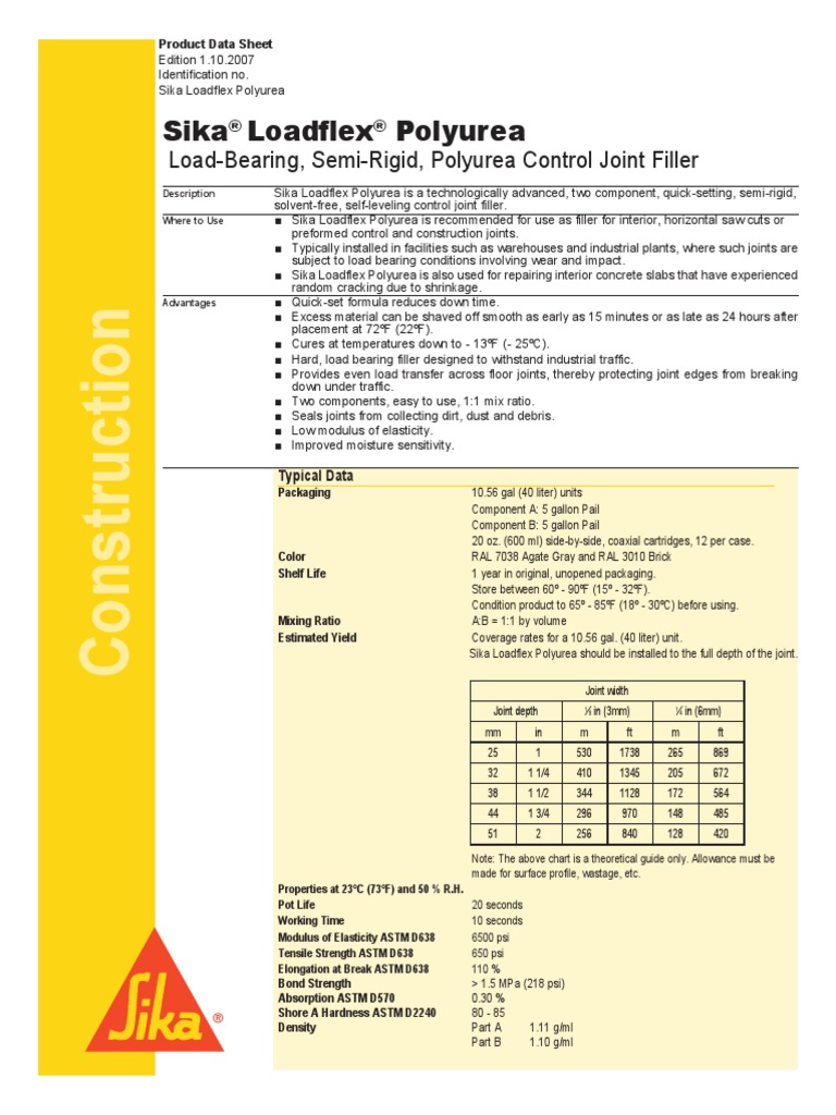Sika Loadflex Polyurea Product Data 322187 | Download Free PDF ...