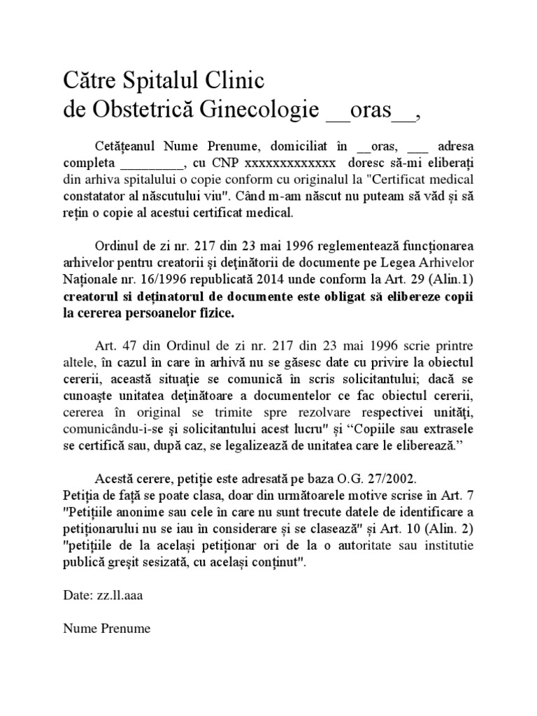 Cerere Constatator Maternitate | PDF