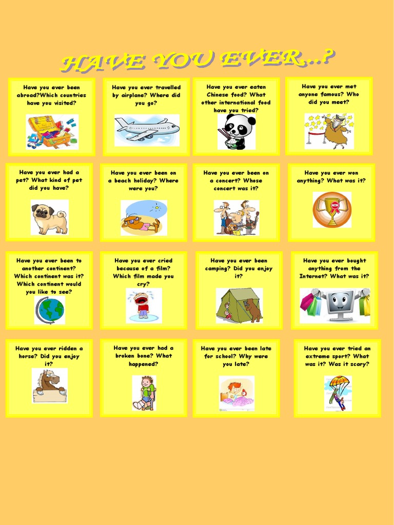 Present Perfect - Have You Ever - Speaking Cards | PDF | Business