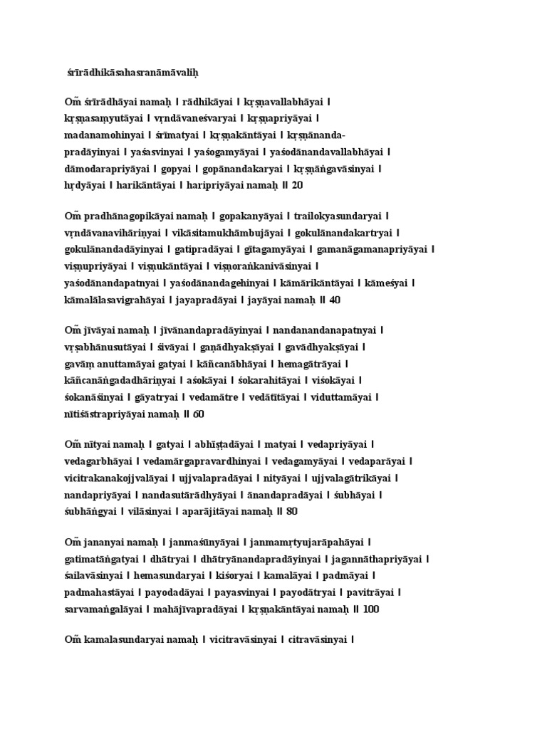 1000 Names of Radha | PDF