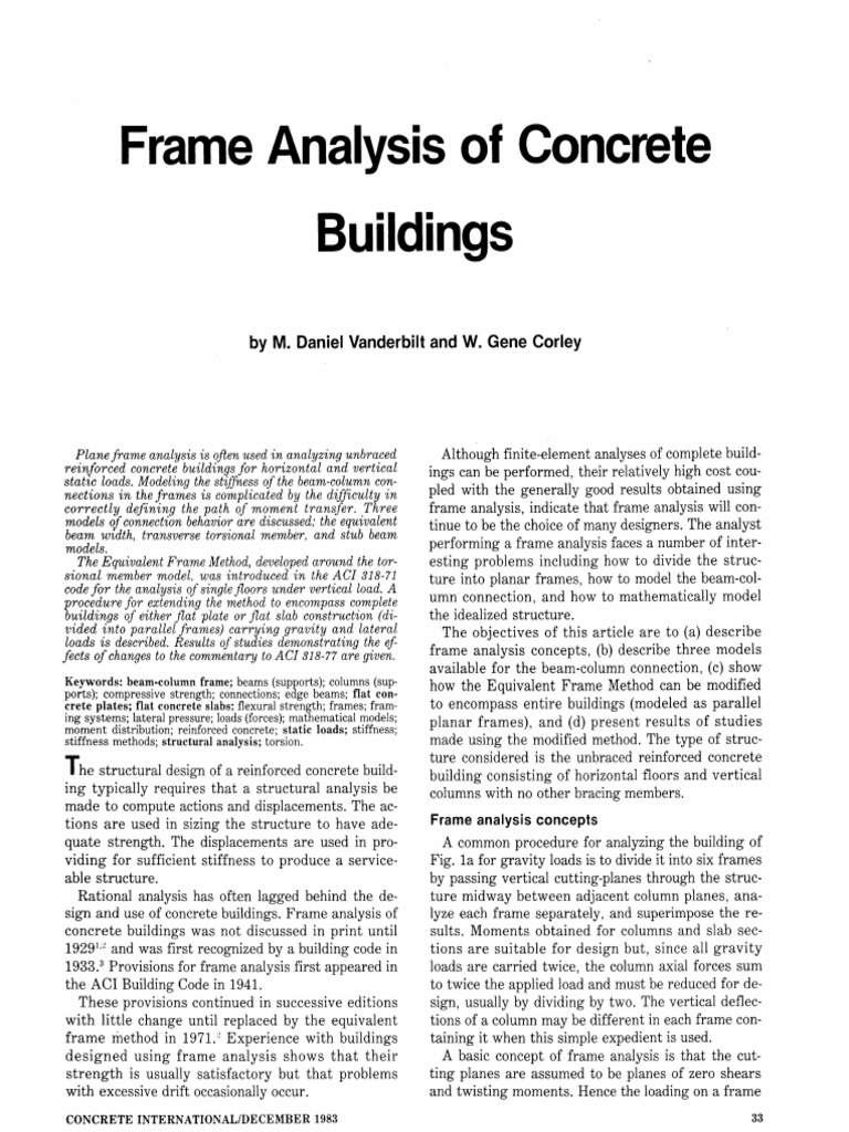 Frame Analysis of Unbraced Reinforced Concrete Building | PDF