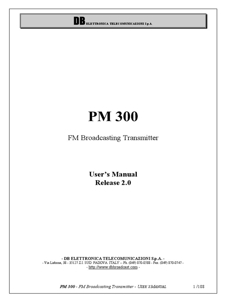 DB Broadcast PM300 Manual | Download Free PDF | Frequency Modulation ...