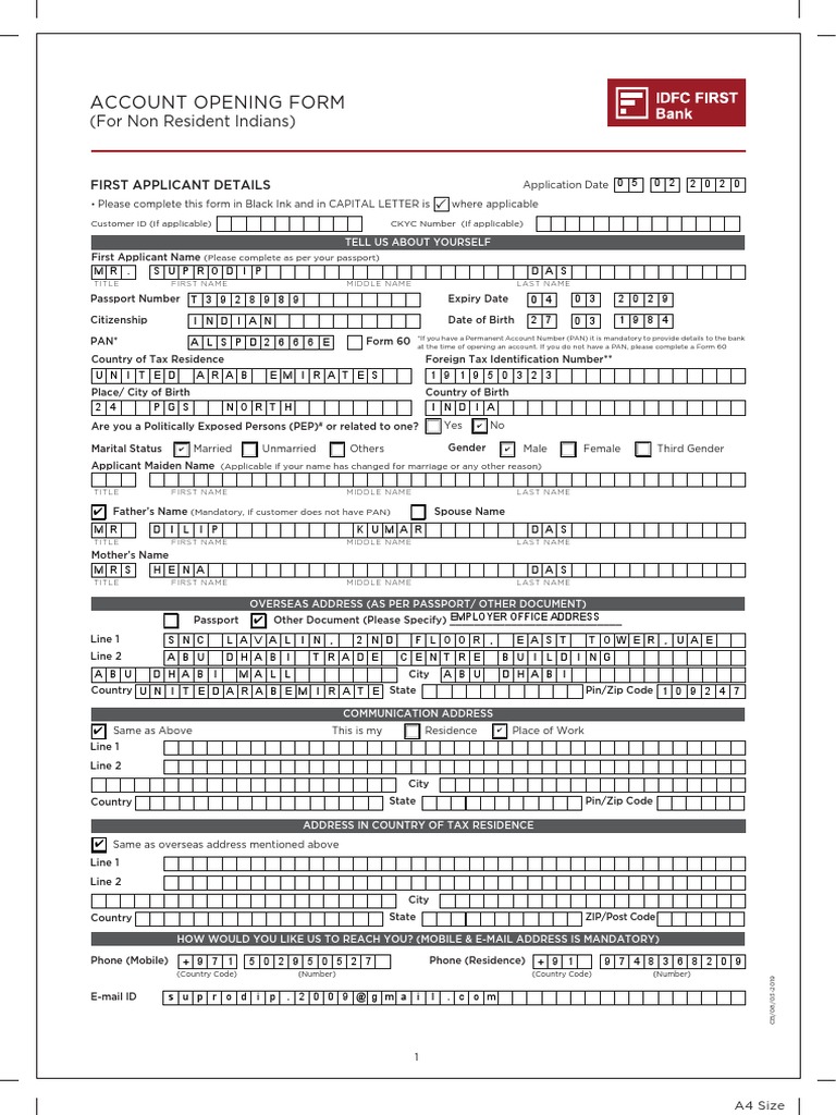 Revised NRI-Account-Opening-Form-editable PDF | PDF | Deposit Account ...