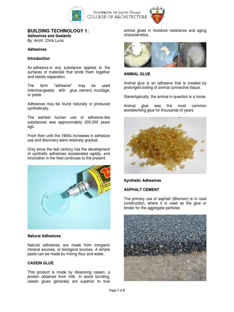 Adhesives and Sealants Handout PDF | PDF | Adhesive | Conservation And ...