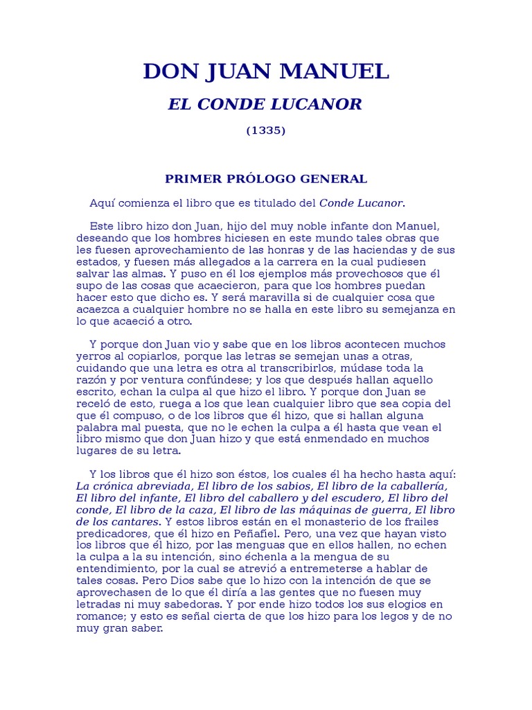 Cuento Del Conde Lucanor DON JUAN MANUEL | PDF | Religión y creencia
