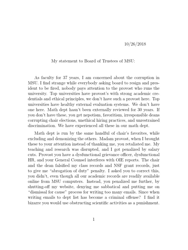 Selman Akbulut Statement | PDF | Provost (Education) | Justice