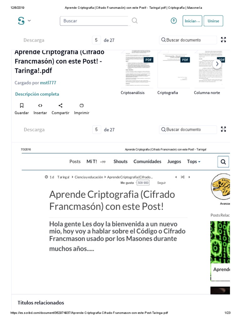 Aprende Criptografia Cifrado Francmasón | PDF | Criptoanálisis | Criptografía