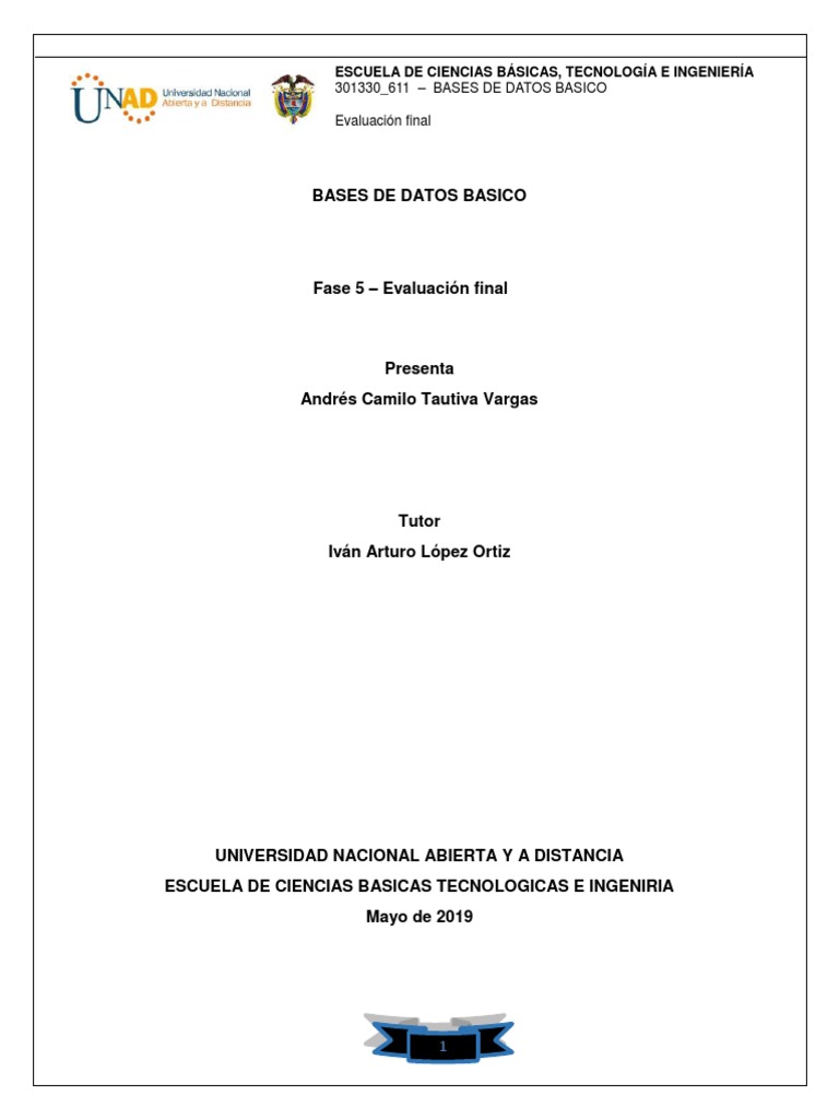 Fase 5 - Evaluación - Final - Bases - de - Datos - Basico. | PDF | Bases de datos | SQL