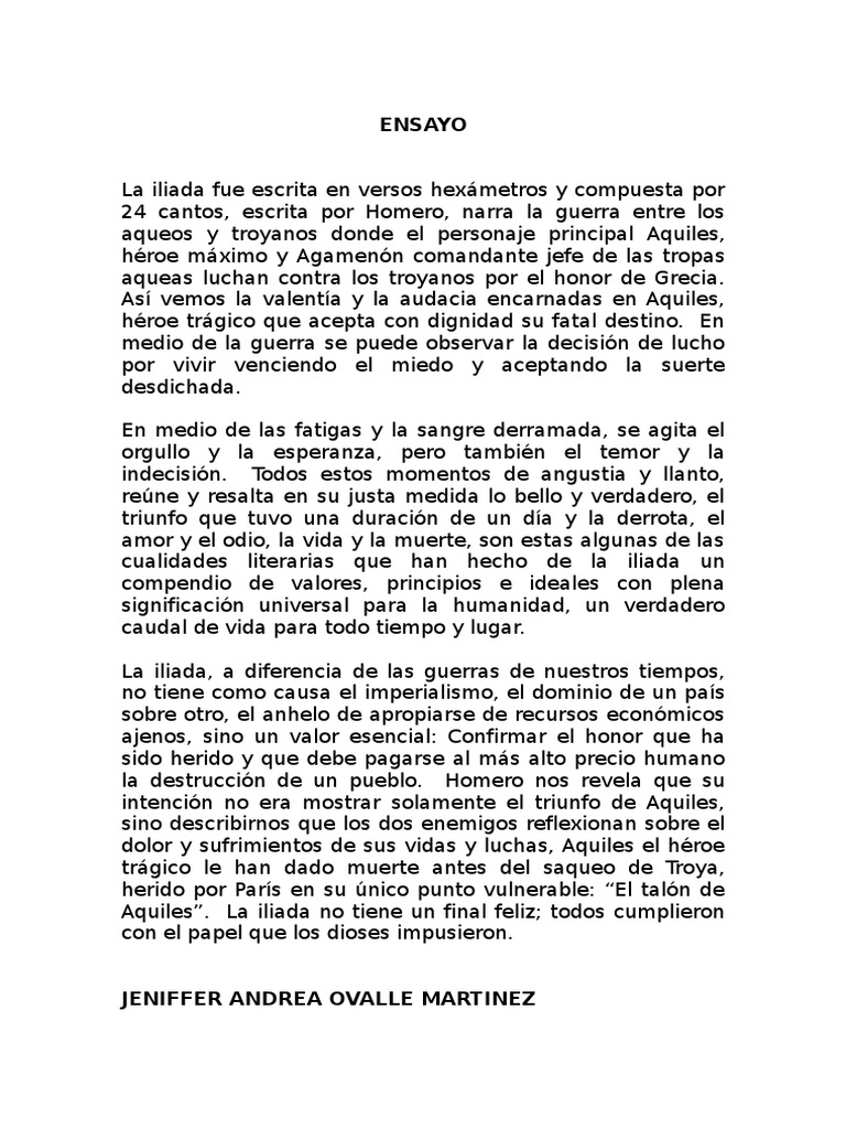 Analisis de La Iliada | Descargar gratis PDF | Ilíada | Héctor