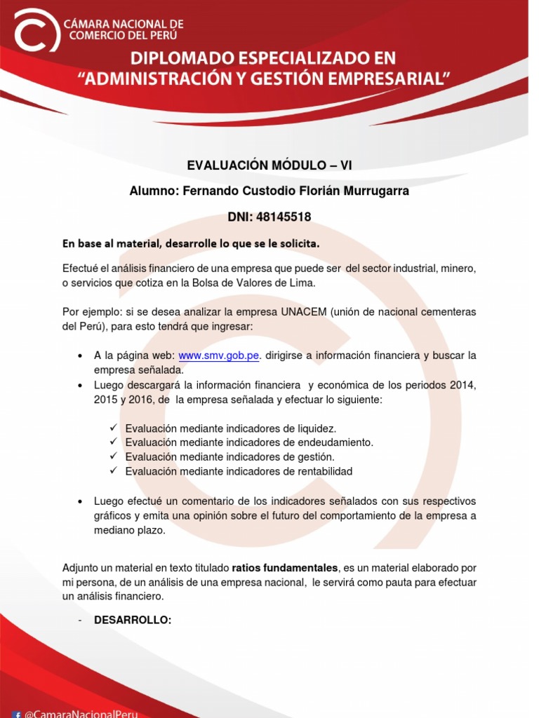 Modulo Vi - Evaluacion | PDF | Liquidez de mercado | Capital de trabajo