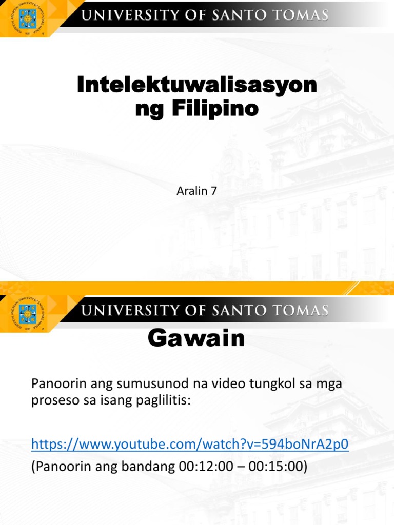 Aralin 7. Intelektuwalisasyon NG Filipino | PDF