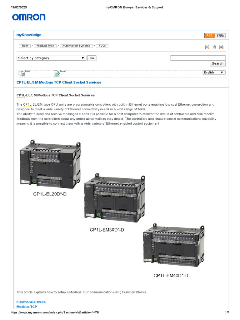 Configuring Modbus TCP Communication Using Function Blocks on Omron ...