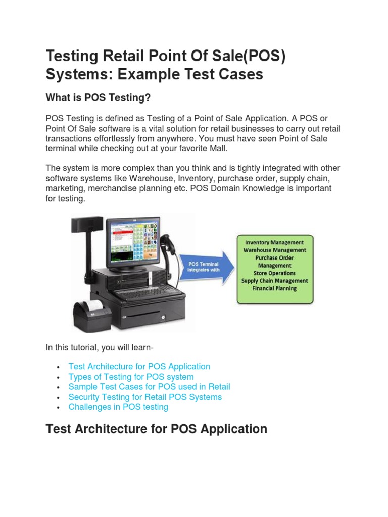 POS Test Case Document | PDF | Point Of Sale | Software Testing