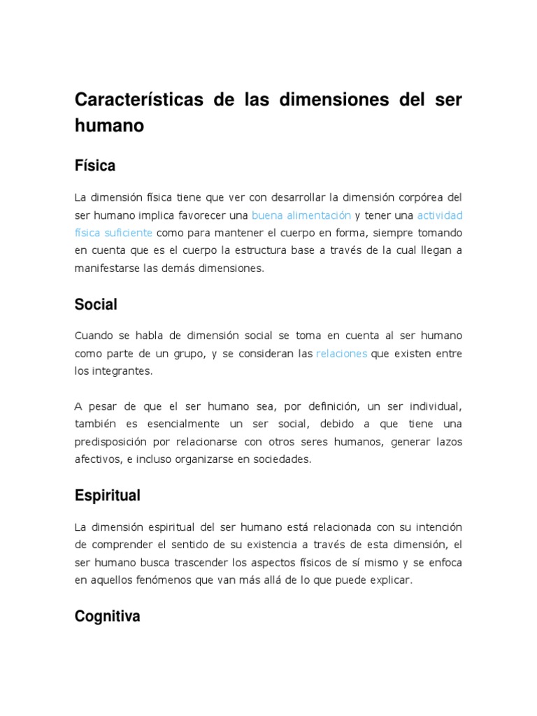 Características dimensiones humanas | PDF